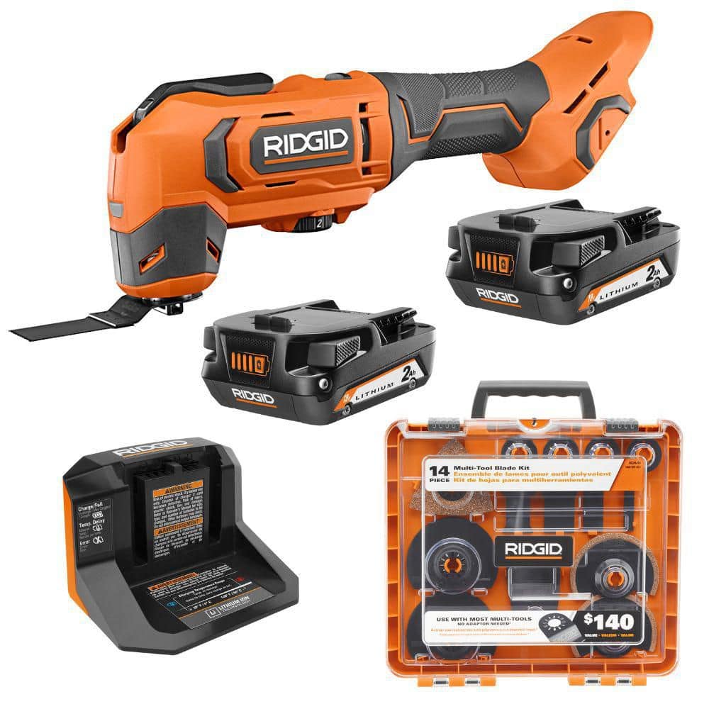 RIDGID 18V Cordless Oscillating Multi-Tool Kit with (2) 2.0 Ah ...