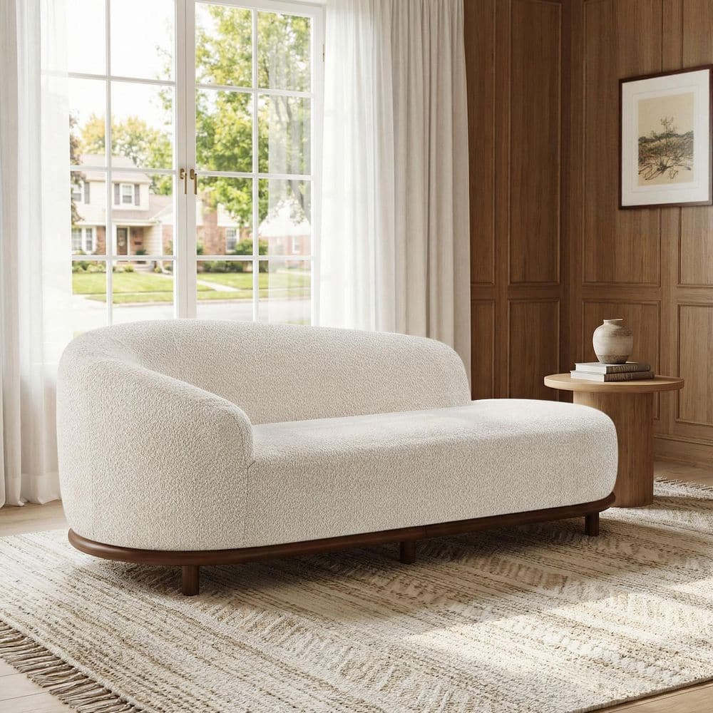 CHRISTOPHER KNIGHT HOME White Modern Curved Boucle Polyester Chaise ...