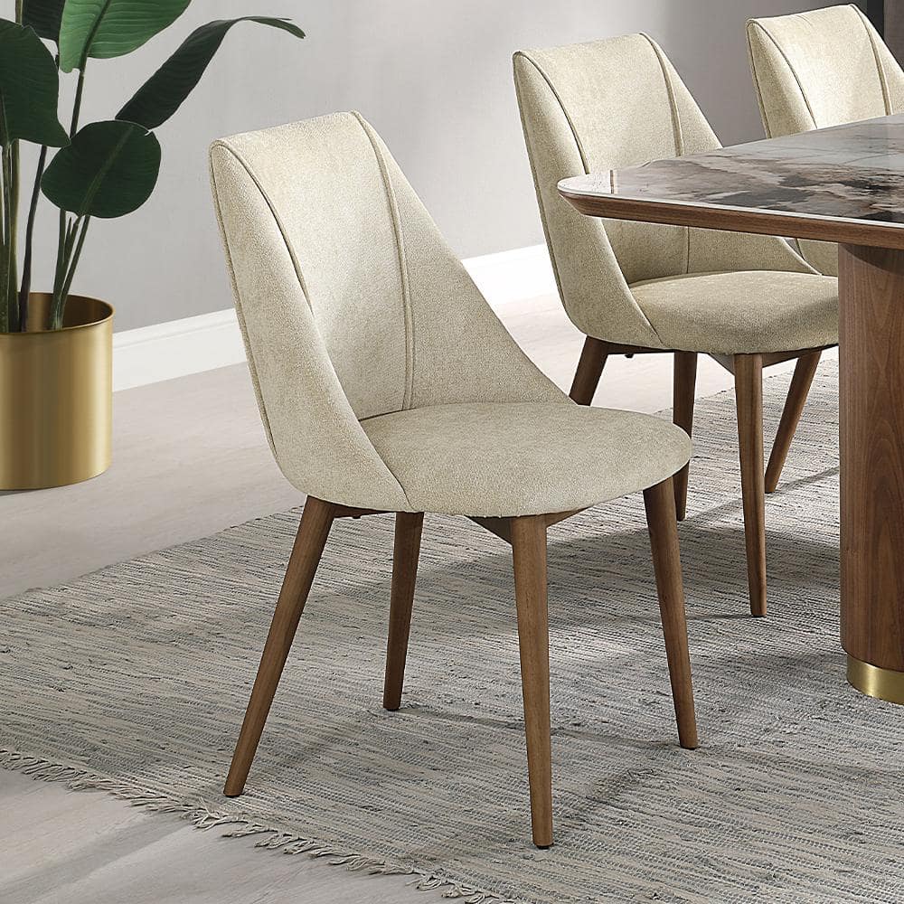 Acme Furniture Willene Beige Fabric and Walnut Finish Foam Side Chair ...