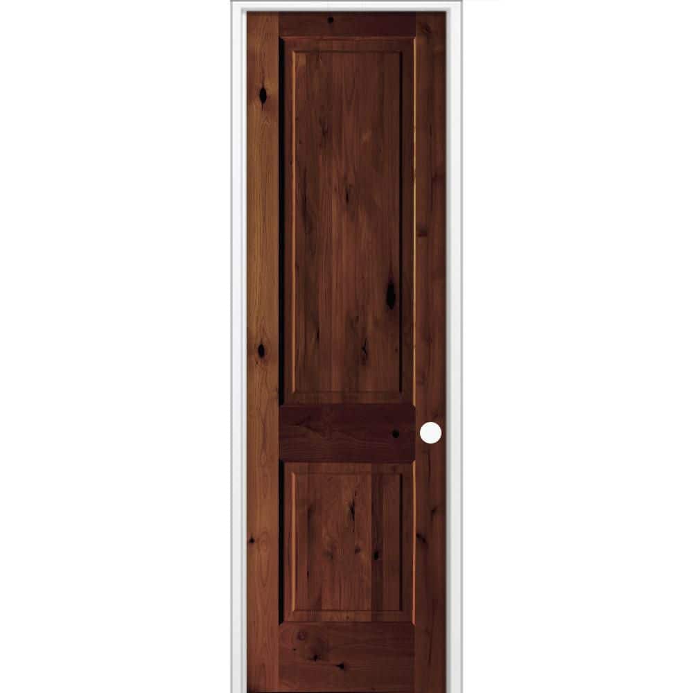 Krosswood Doors 28 in. x 96 in. Rustic Knotty Alder 2-Panel Square Left ...
