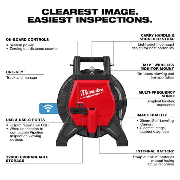 Milwaukee M12 12-Volt Lithium-Ion 85 ft. High Flex Compact Inspection ...