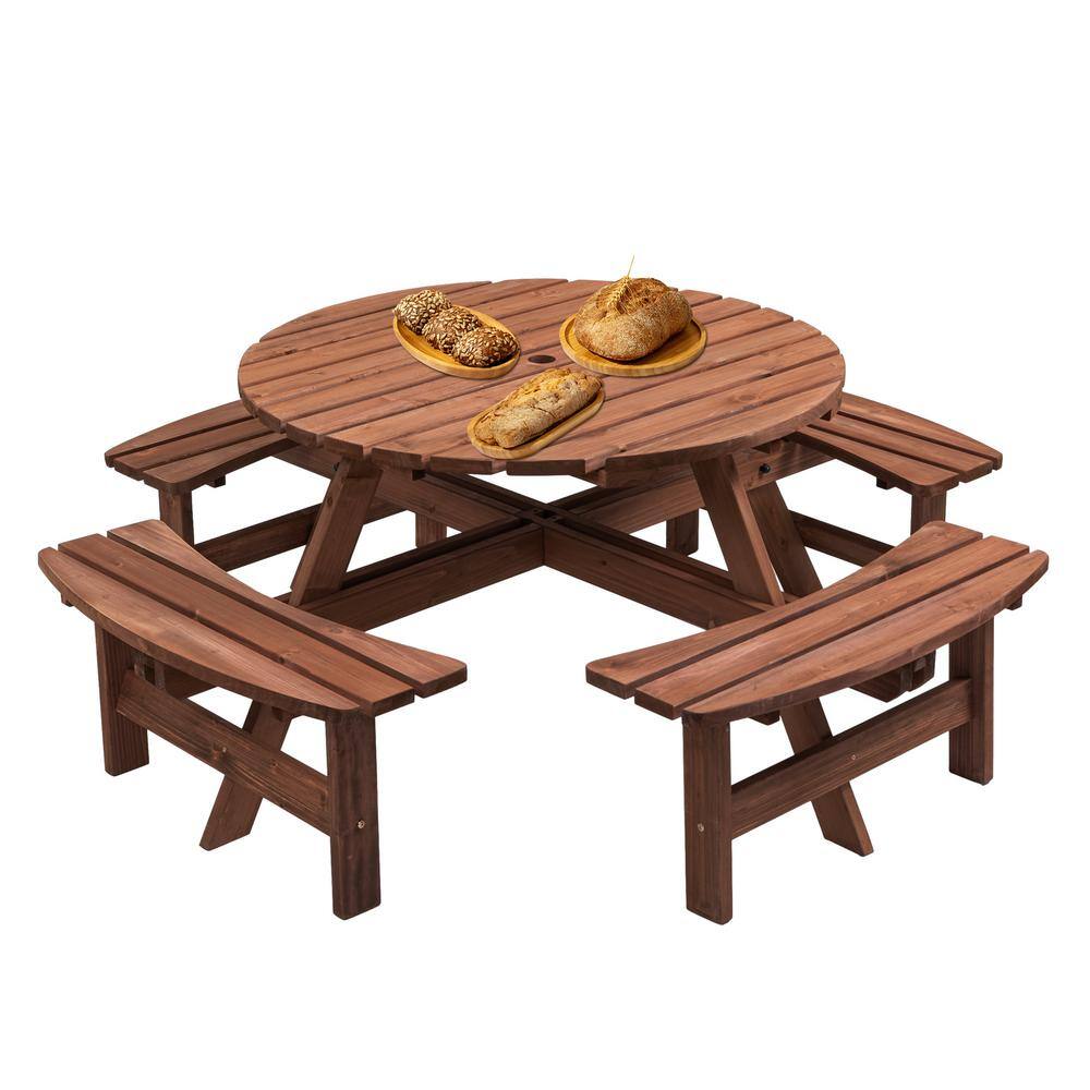 GOGEXX 70 in. W x 27 in. H x70 in. D 8-People Brown Circular Outdoor ...