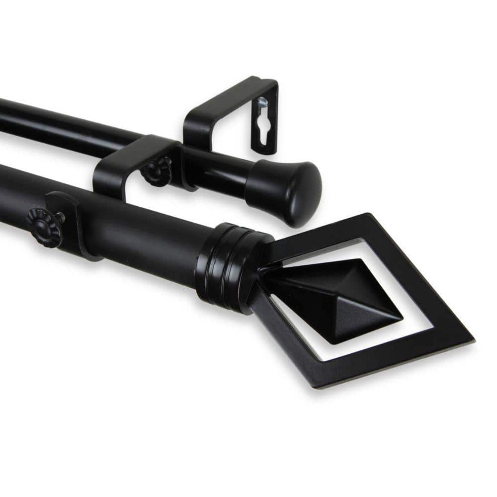 Rod Desyne 28 in. - 48 in. Telescoping 1 in. Double Curtain Rod Kit in ...