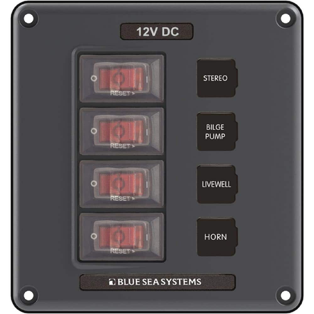 Blue Sea Systems Water-Resistant Circuit Breaker Switch Panel, 4 ...