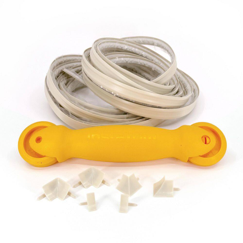 InstaTrim 1/2 in. x 20 ft. Ivory, PVC Self-Adhesive Flexible Caulk Trim ...