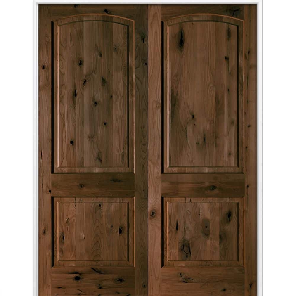 Krosswood Doors 60 in. x 96 in. Rustic 2-Panel Arch Top Universal ...