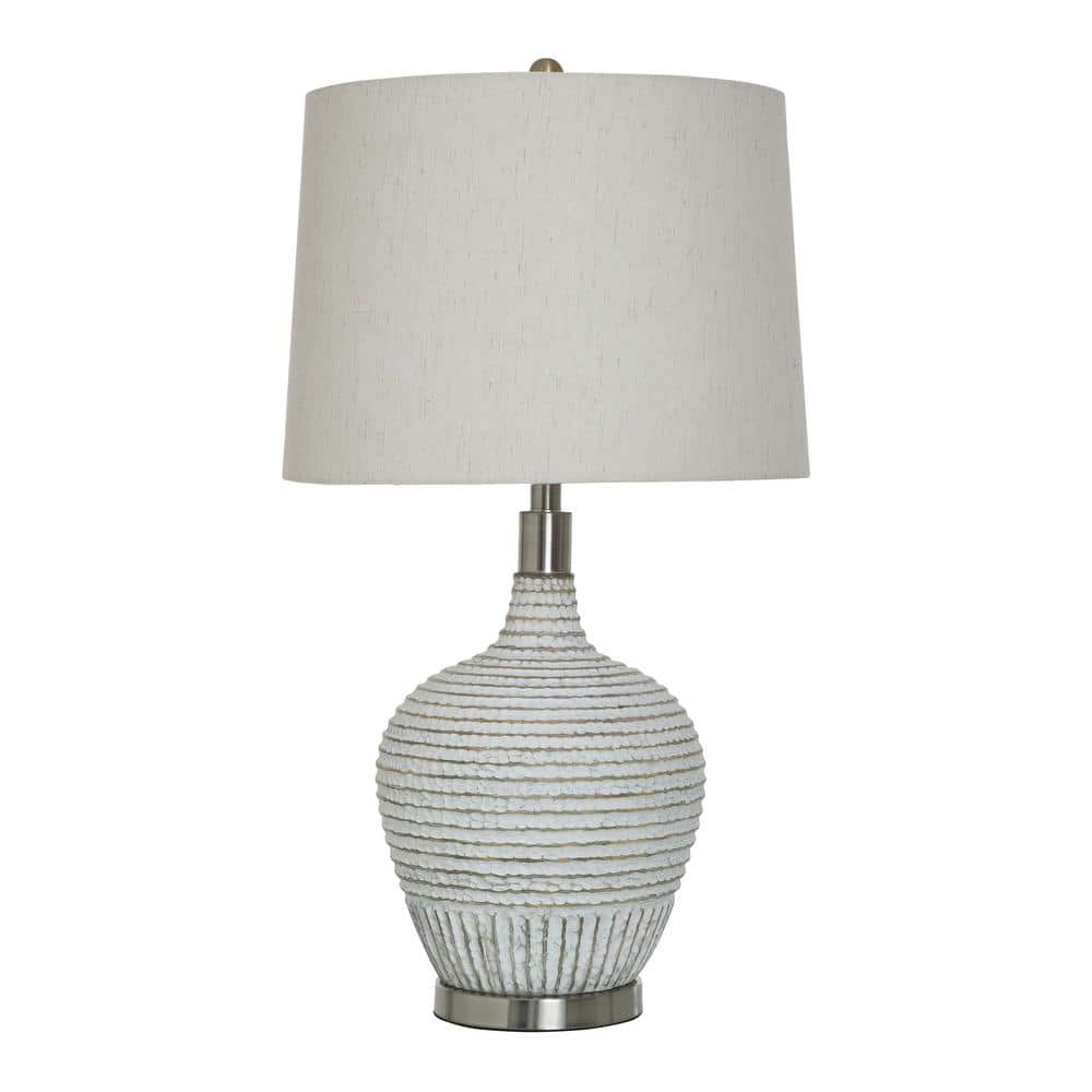 StyleCraft 30 in. Ridged White Wash Transitional 1-Light Standard Floor ...