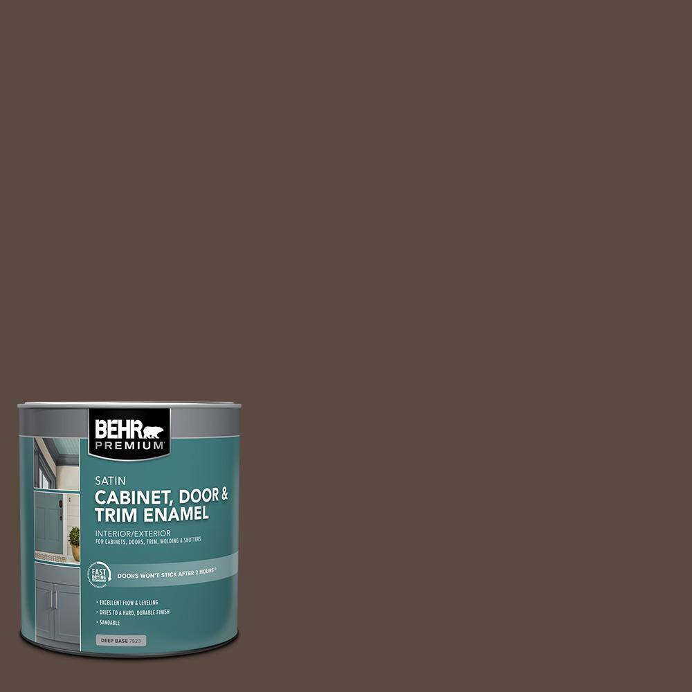 BEHR PREMIUM 1 qt. #SC-105 Padre Brown Satin Enamel Interior/Exterior ...