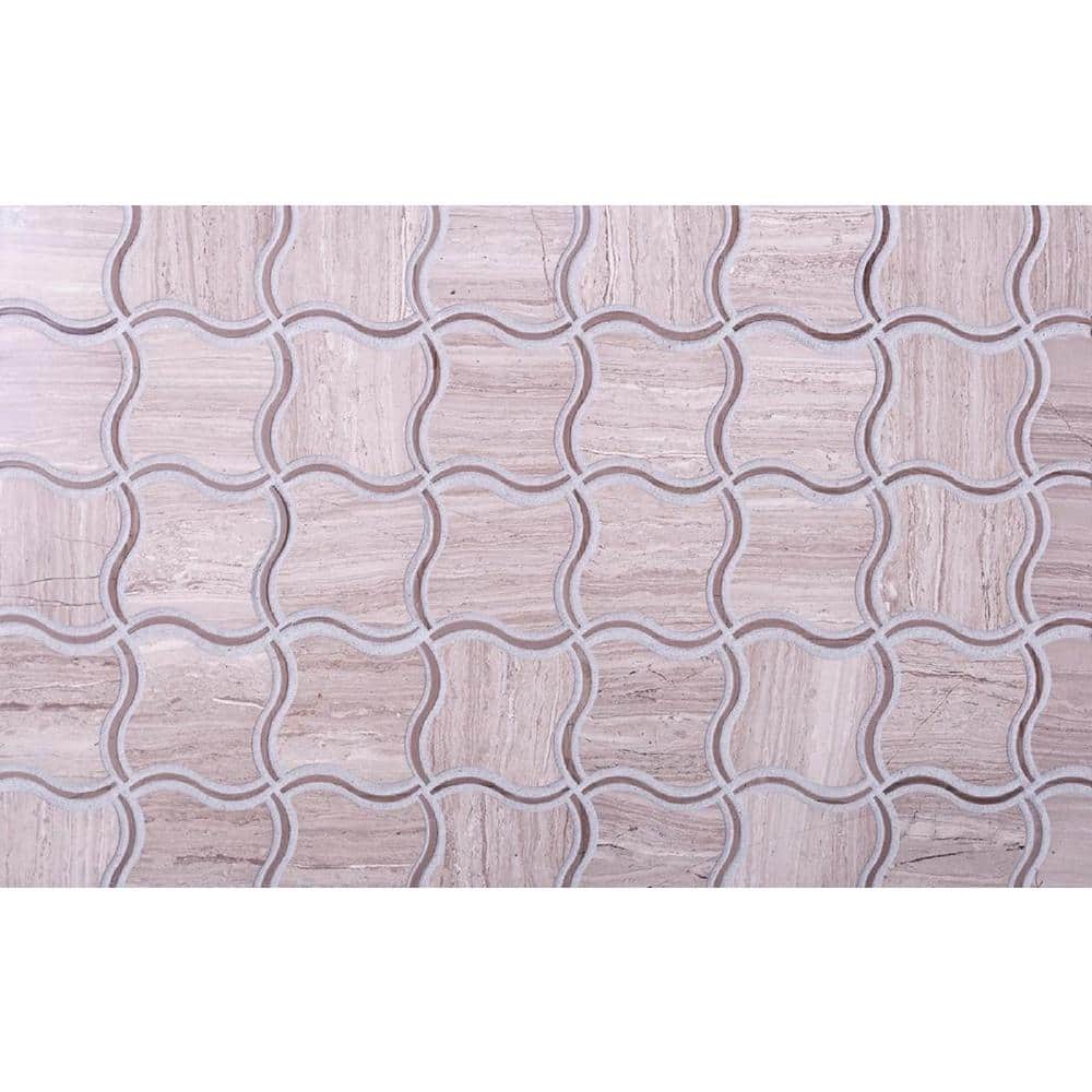 Apollo Tile Beige 12 in. x 12 in. Polished Marble Mosaic Tile (5.00 sq ...