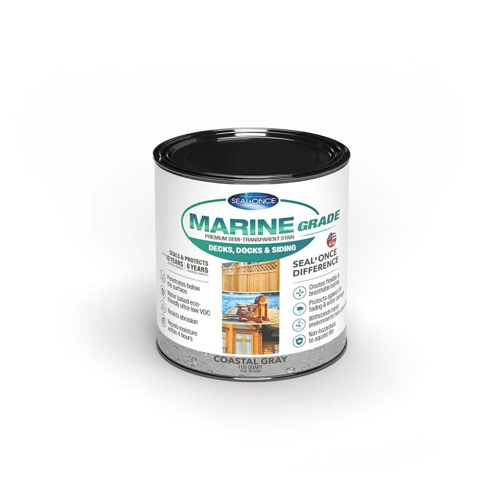 SEAL-ONCE MARINE GRADE 1 gal. Coastal Gray Premium Semi-Transparent ...
