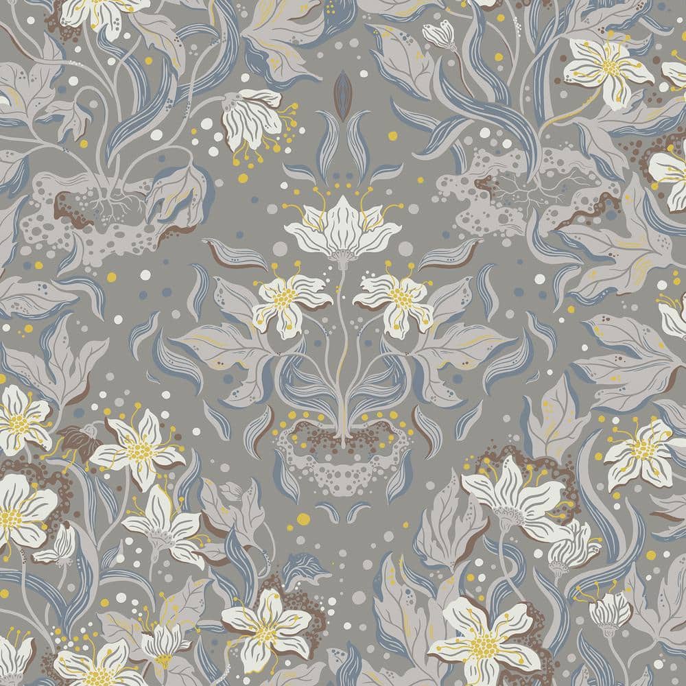 A-Street Prints Lisa Grey Floral Damask Wallpaper Sample 4143-22018SAM - The Home Depot