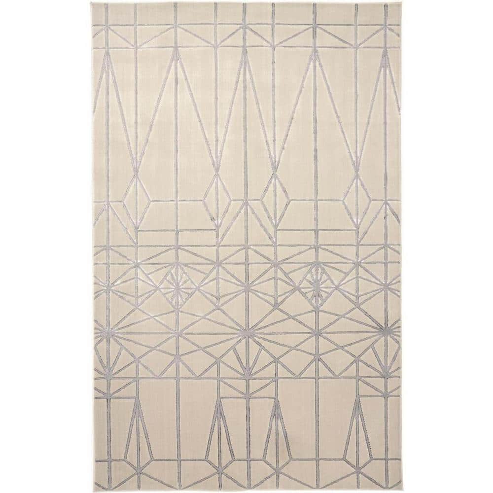 HomeRoots 5 x 8 Gray and White Geometric Area Rug 2000511476 - The Home ...