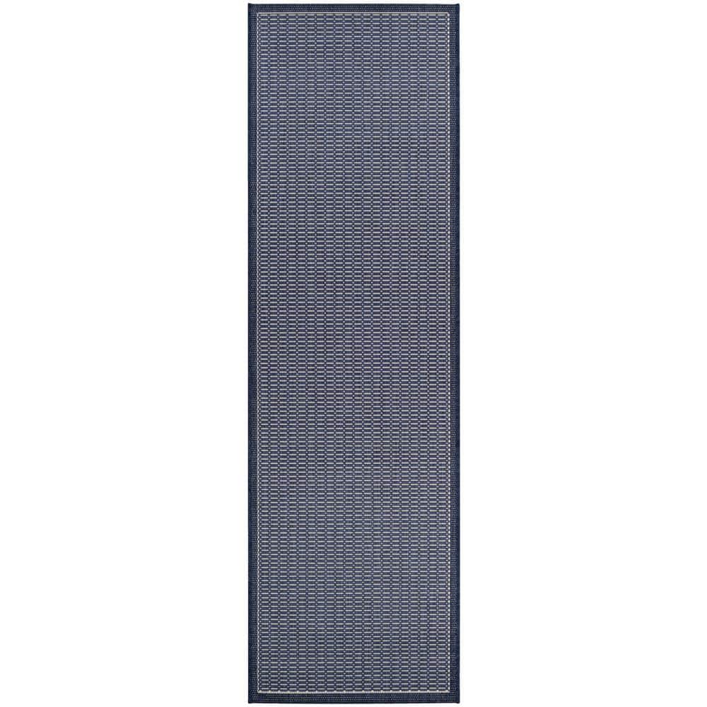 Couristan Recife Saddle Stitch Ivory-Indigo 2 ft. x 12 ft. Indoor ...