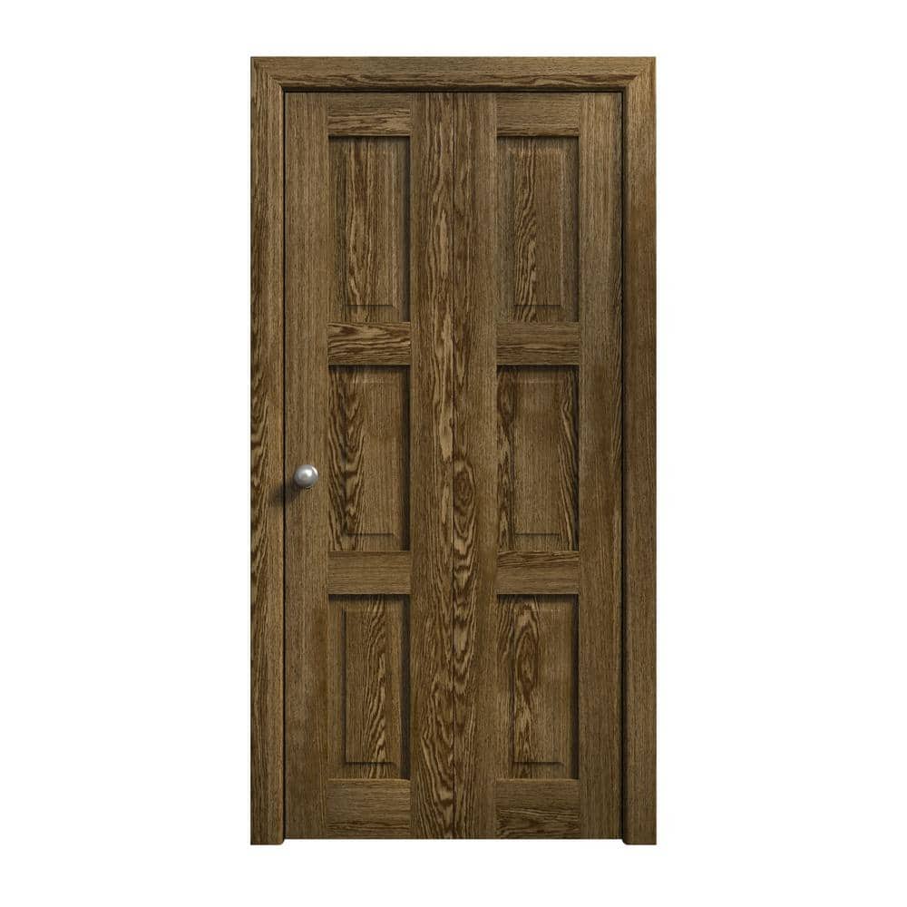 Sartodoors 48 in. x 96 in. Marble Oak Solid Wood Bi-Fold Doors with ...
