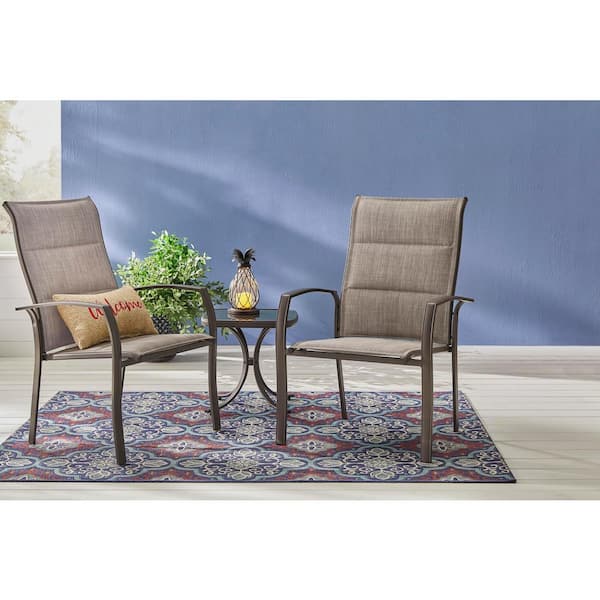 StyleWell 18 in. Mix and Match Square Steel Outdoor Patio Side Table with Glass Top FTS00499E