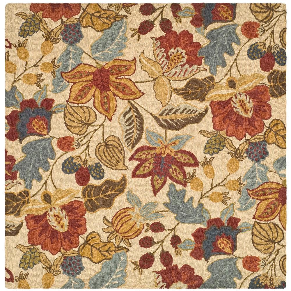 SAFAVIEH Jardin Beige/Multi 6 ft. x 6 ft. Square Floral Area Rug ...