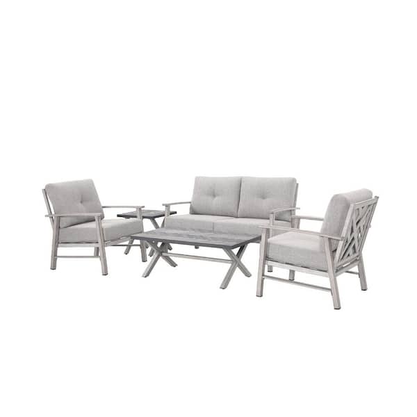 CikaCika Light Gray 5-piece Aluminum Outdoor Patio Conversation Sofa ...