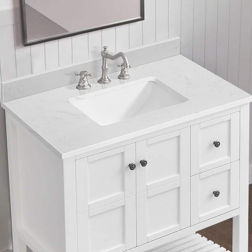 NTQ Etyi 36 in. W. x 22 in. D Engineered Stone Vanity Top Rectangular ...