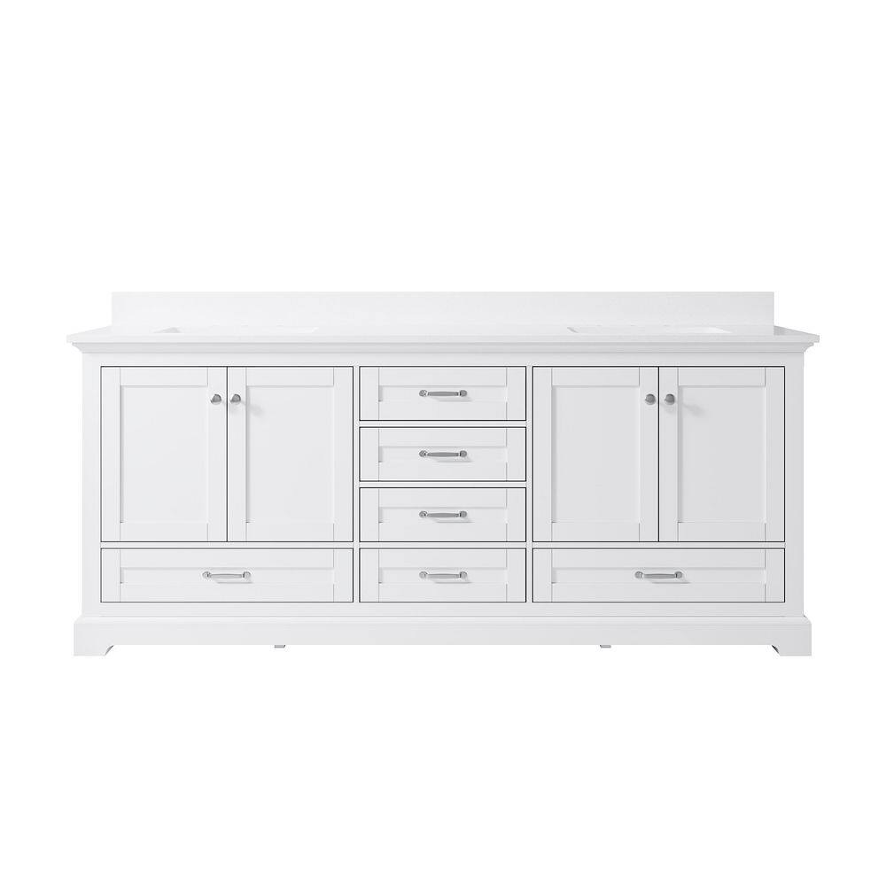 Reviews for ANGELES HOME 80 in. W Freestanding Bath Vanity with White ...
