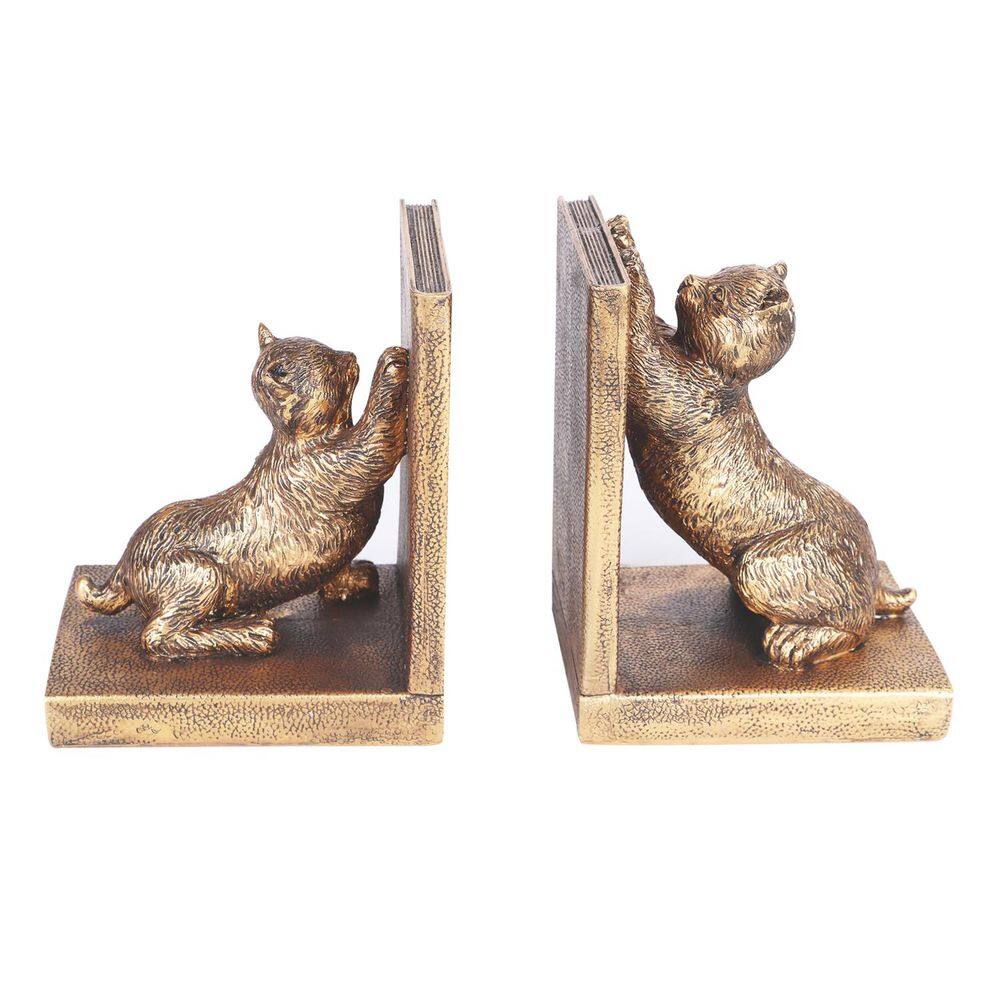 Gold Decorative Bookend for Bookshelf, Book Ends for Shelves to Hold ...