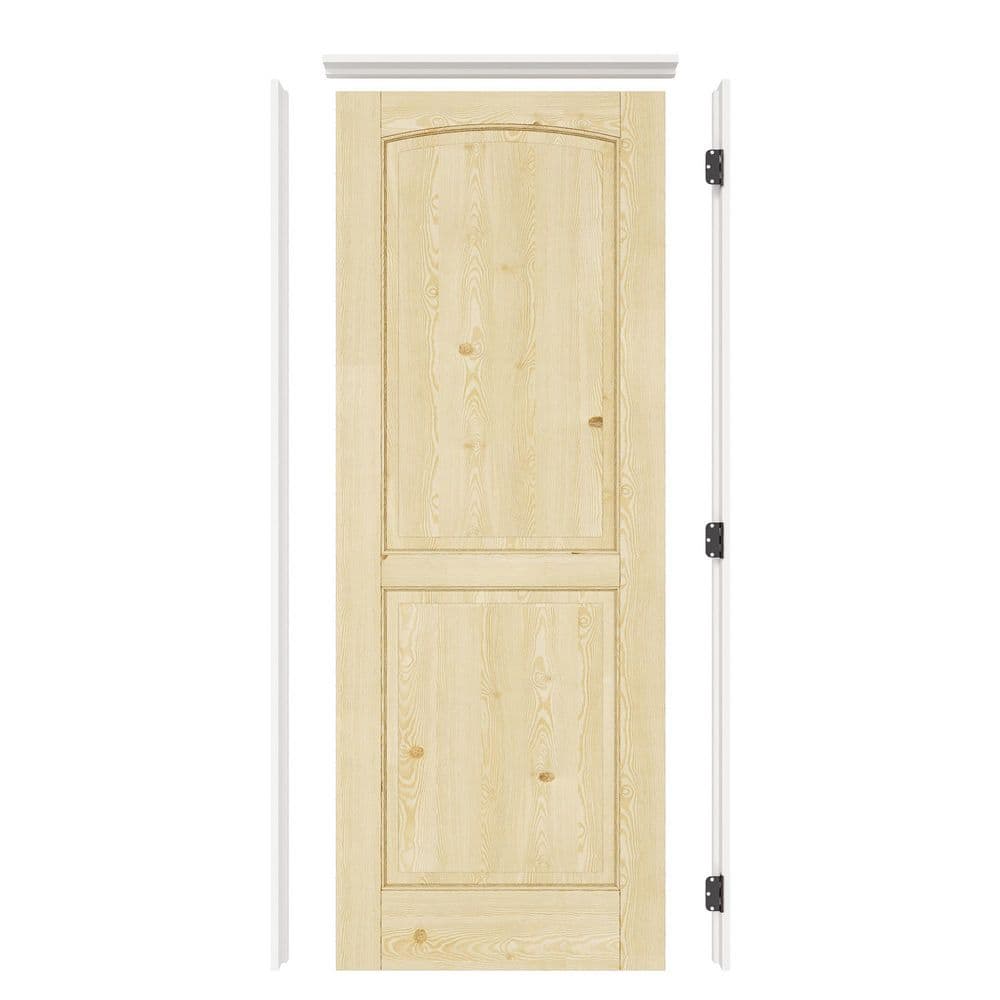 ARK DESIGN 32 in. x 80 in. 2-Panel Left Solid Core Unfinished Pine Wood Single Interior Door ...