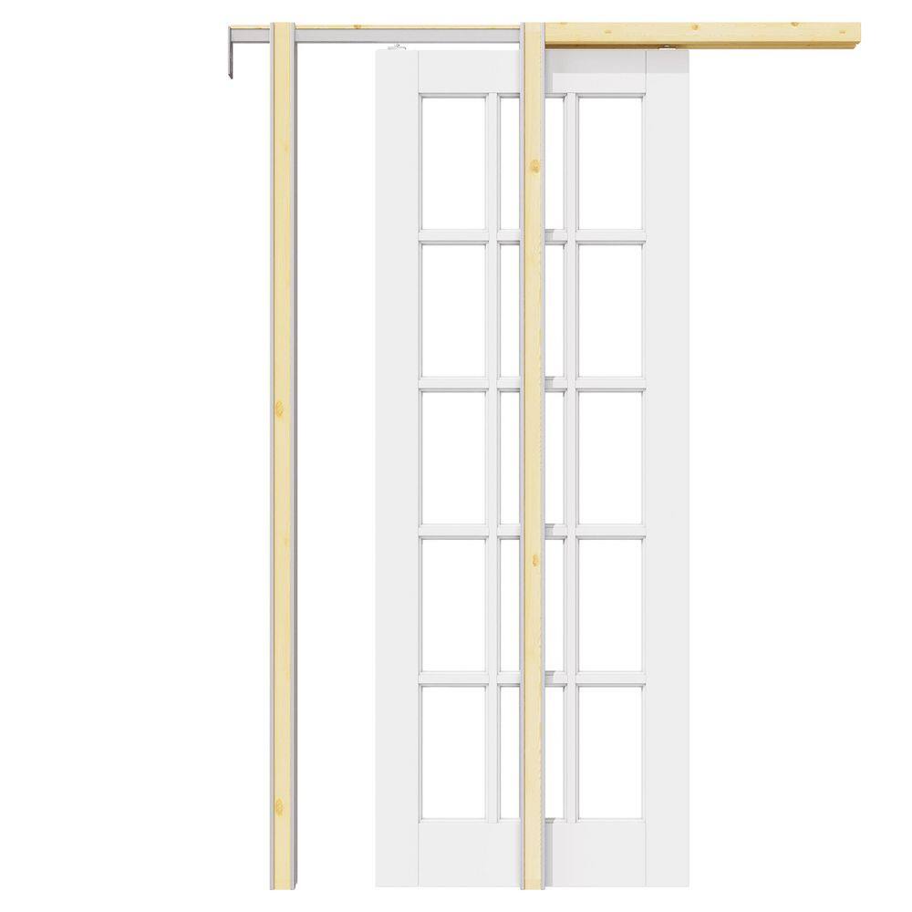 ARK DESIGN 32 in. x 80 in. 15-Lite Clear Glass Primed Solid Core Glass ...