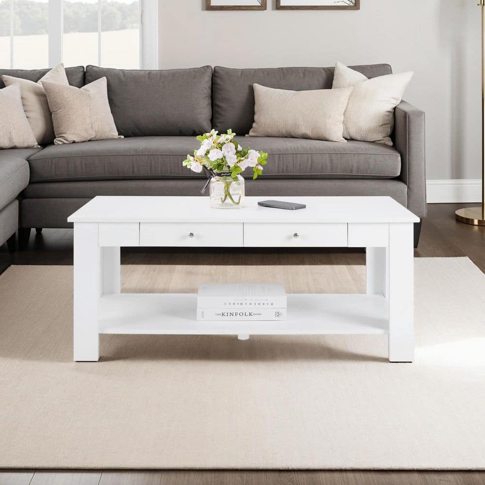 Convenience Concepts Designs2Go Baja 40 in. White Rectangle MDF Coffee ...