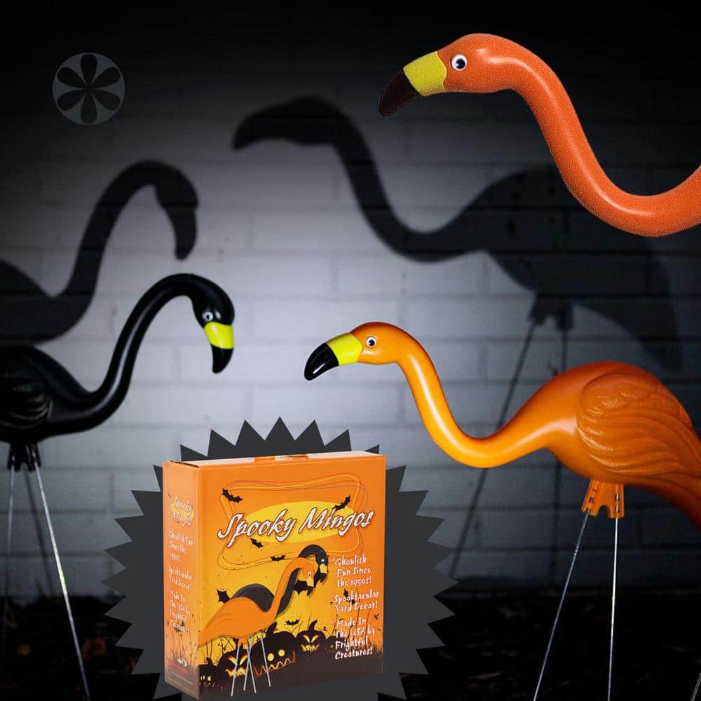 Bloem Spooky Flamingo Plastic Halloween Yard Decor Orange and Black (2 ...