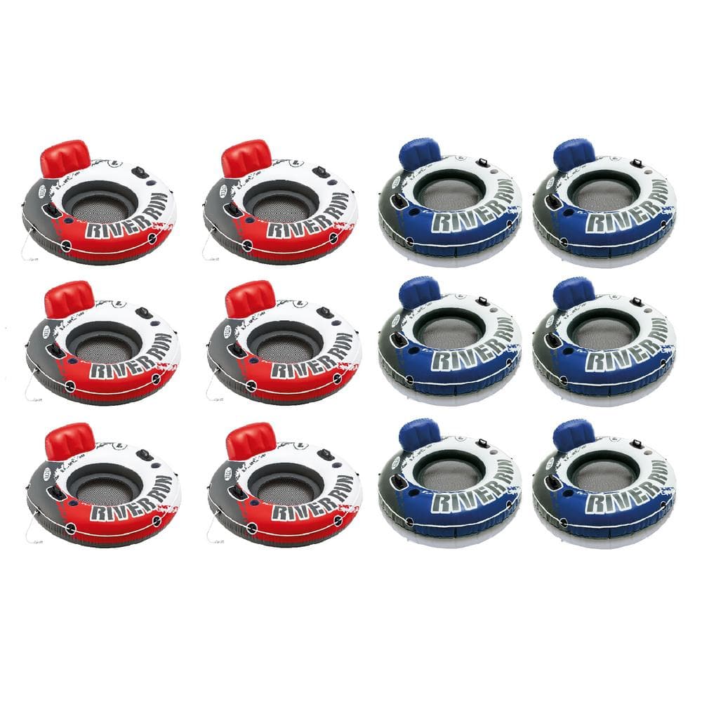 INTEX River Run Red Vinyl Red Inflatable Tube (6 Pack) & Blue ...