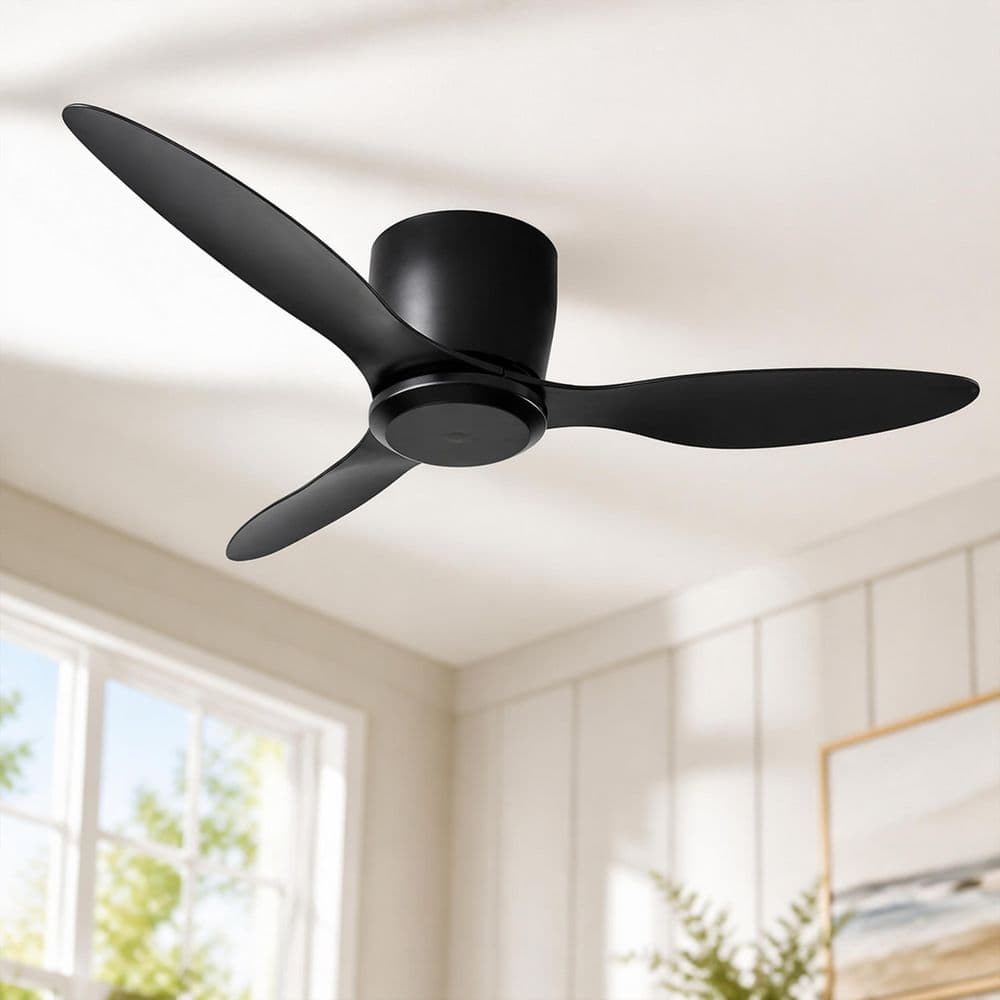 MODERN HABITAT 42 in. Indoor Flush Mount Black ABS Blades Standard ...