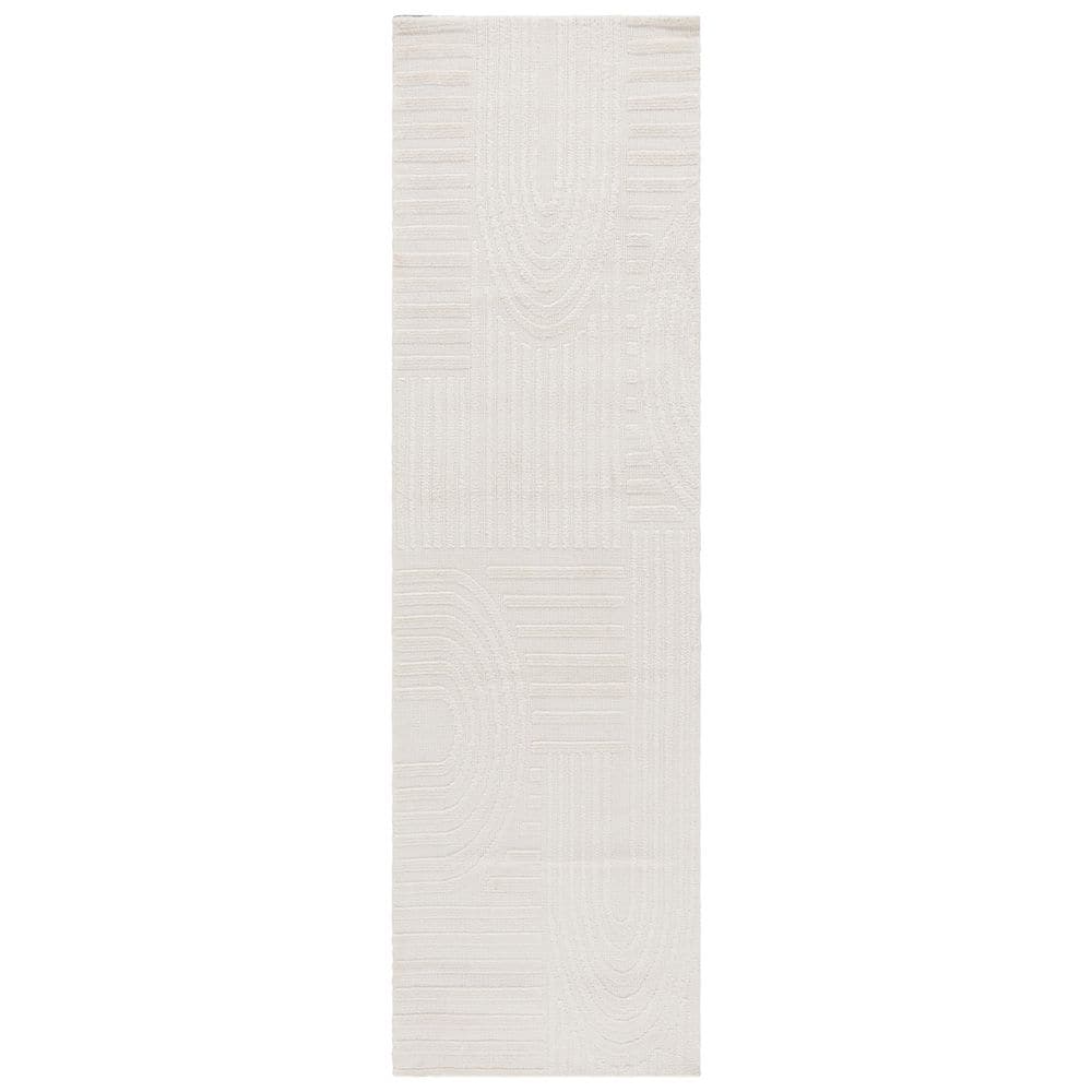 SAFAVIEH Audrey 2 ft. x 8 ft. Beige Geometric Parallel Runner Rug ...