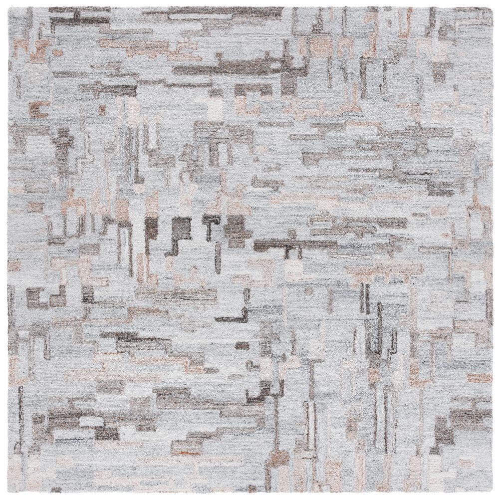 SAFAVIEH Abstract 6 ft. x 6 ft. Gray/Brown Abstract Colorblock square ...