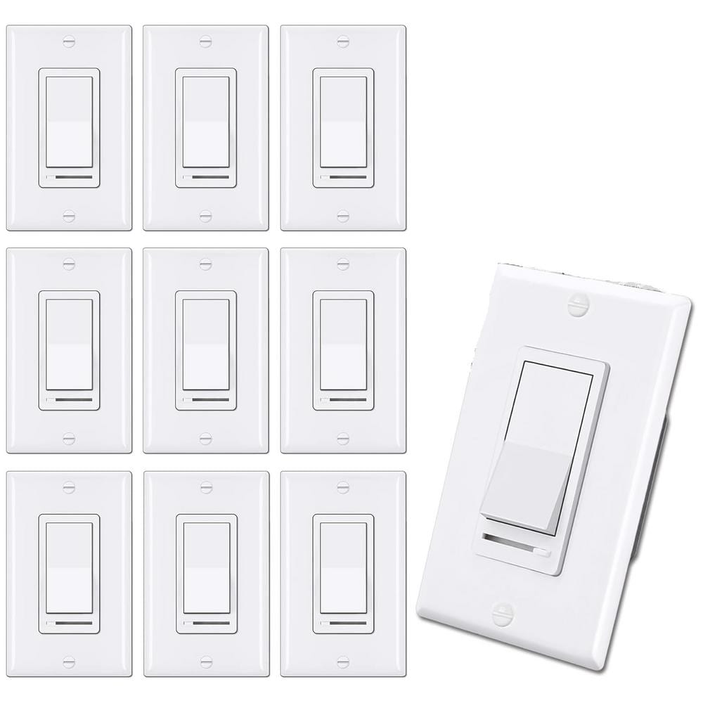 Lukyamzn White Rocker Dimmer Switch for Dimmable LED, Halogen and ...