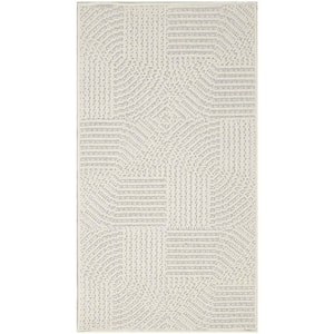 Nourison Textured Home Beige Ivory 5 ft. x 7 ft. Geometric Contemporary ...
