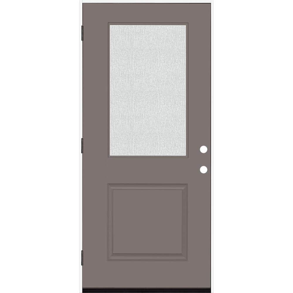 Steves & Sons Legacy 36 in. W. x 80 in. 1/2 Lite Rain Glass RHOS Primed ...