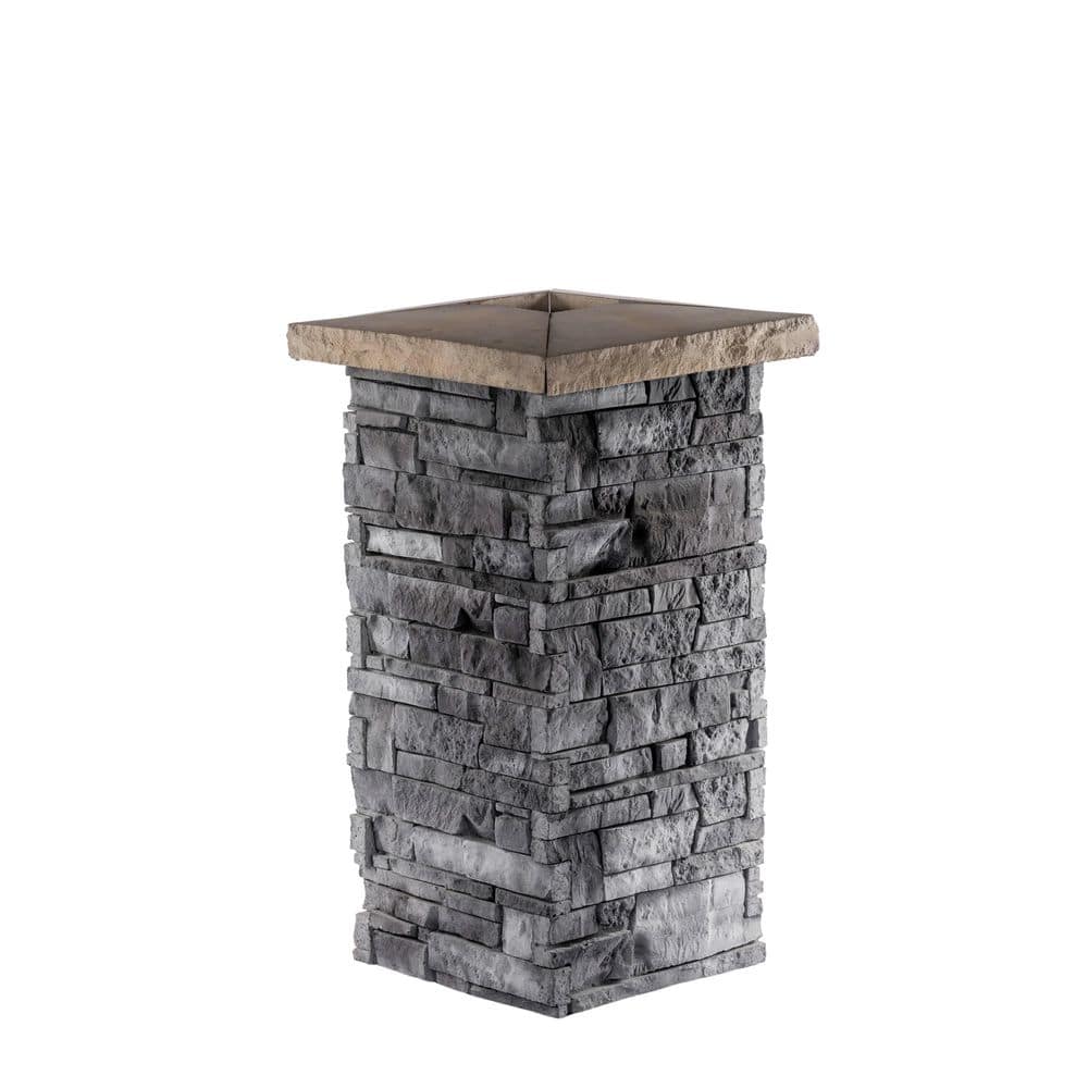 Silvermine Stone 18 in. x 48 in. Evening Gray with a Sand Split Cap Stone Pillar Kit EG-P4-SC-SN ...
