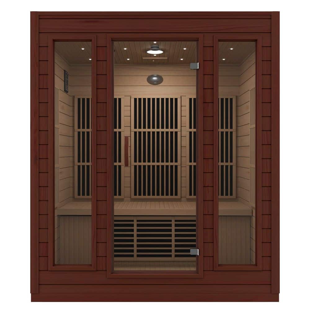 SaunaSpa S12HD Series 3-Person Indoor Hemlock Wooden Infrared Sauna ...