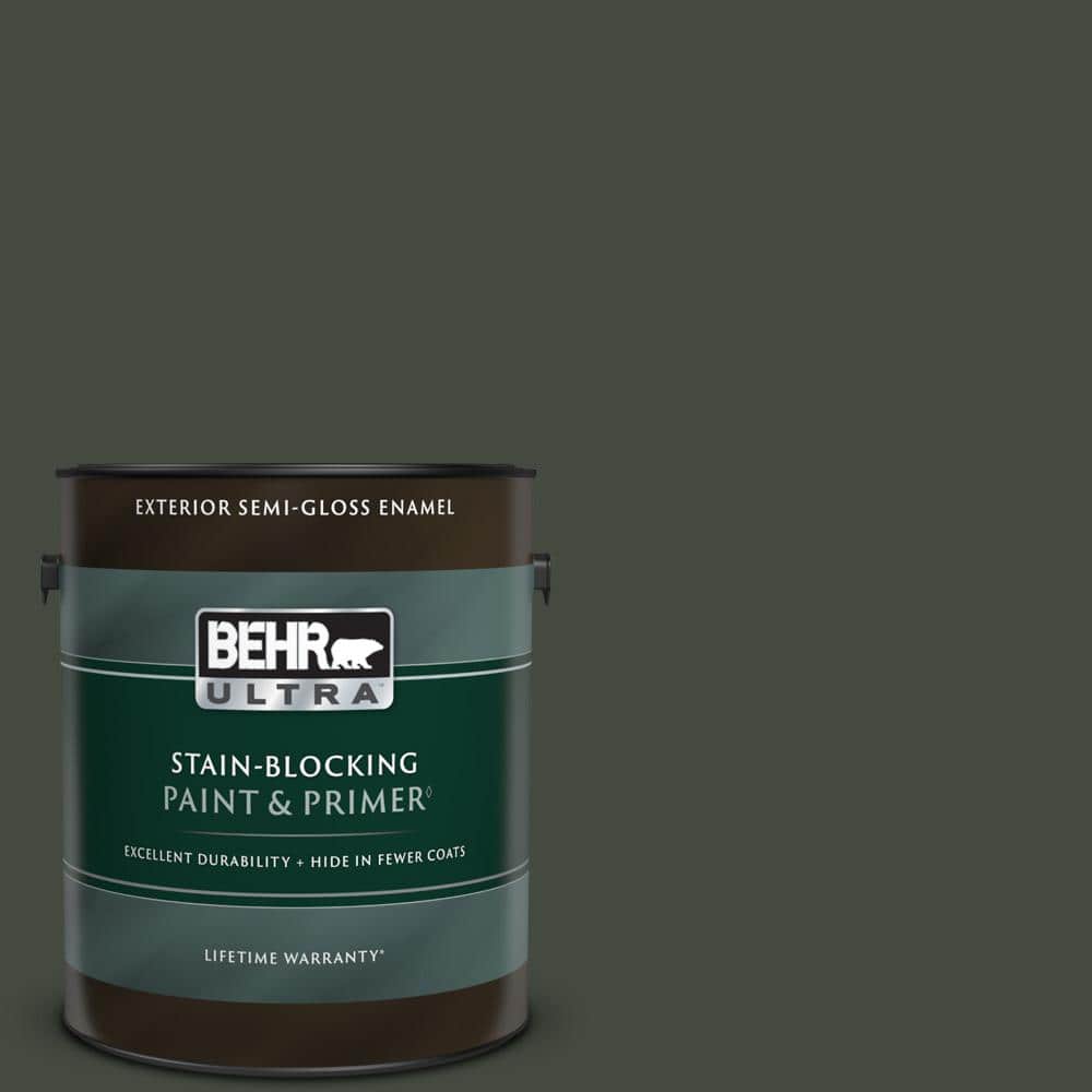 BEHR ULTRA 1 gal. #BXC-12 Deep Forest Semi-Gloss Enamel Exterior Paint ...