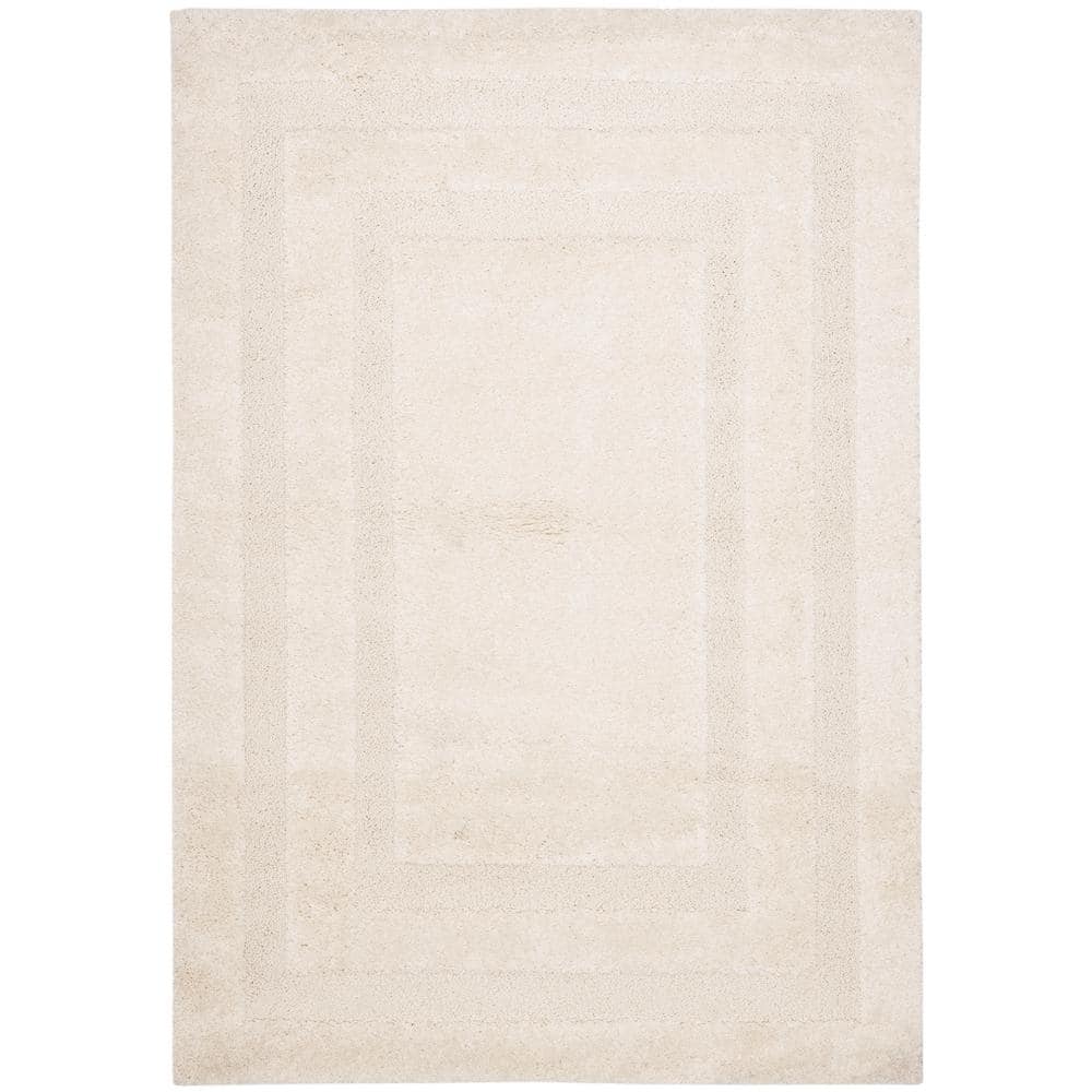SAFAVIEH Florida Shag Cream 8 ft. x 10 ft. Border Area Rug SG454-1111-8 ...