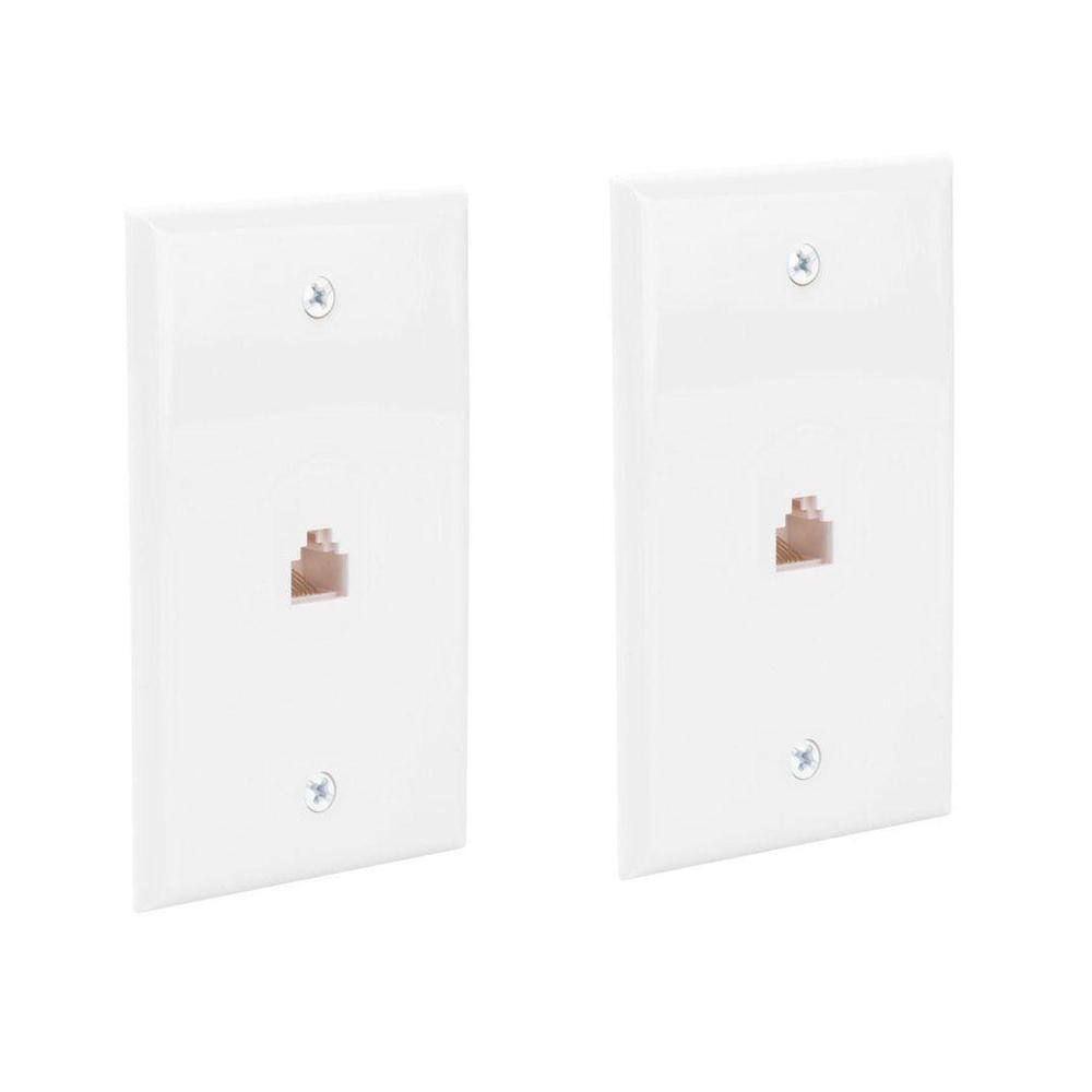 Commercial Electric 1 Gang Ethernet Wall Plate, White (2-Pack ...