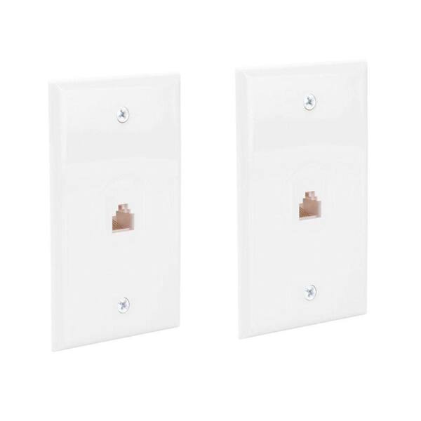 Commercial Electric 1 Gang Ethernet Wall Plate, White (2-Pack ...