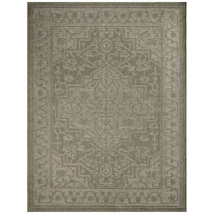 Nourison Tulum Taupe Olive 8 ft. x 10 ft. Center medallion Contemporary ...