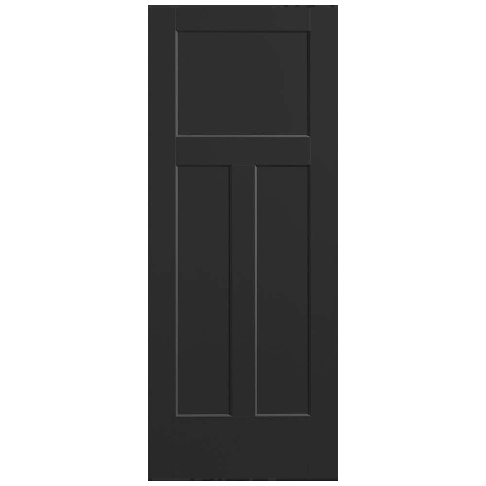 Masonite 32 in. x 80 in. 3-Panel Winslow Single Bore Solid Core Jet ...