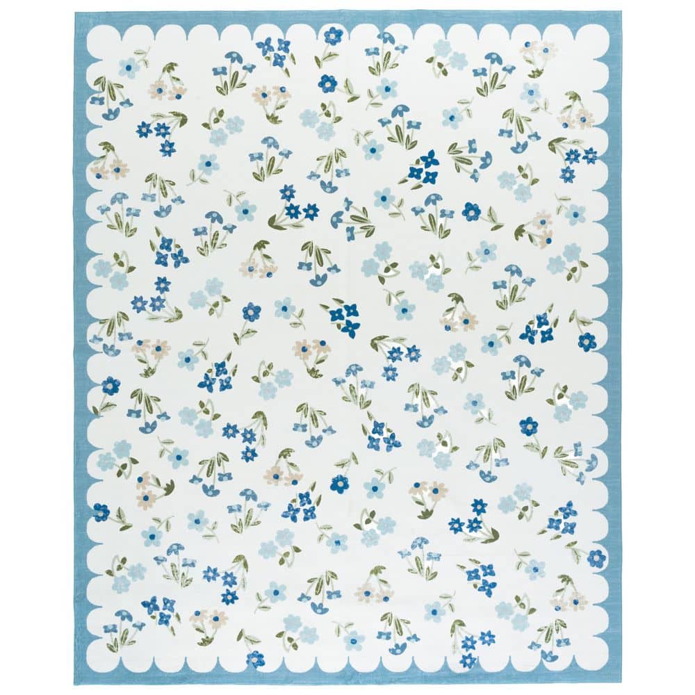 SAFAVIEH Martha Stewart Washable Ivory/Light Blue 8 ft. x 10 ft ...