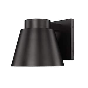 Keaton Black Hardwired Cylinder Outdoor Wall Scone with Integrated LED ...
