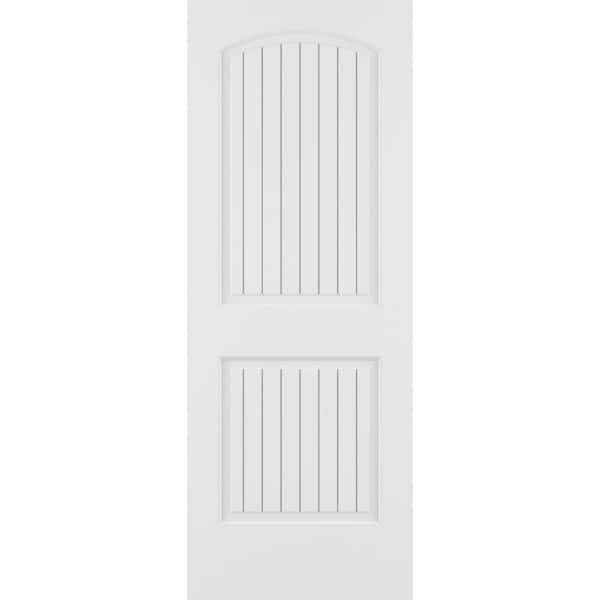 Kimberly Bay 80 in. x 30 in. 2-Raised Panel Arch Top V-Groove White ...