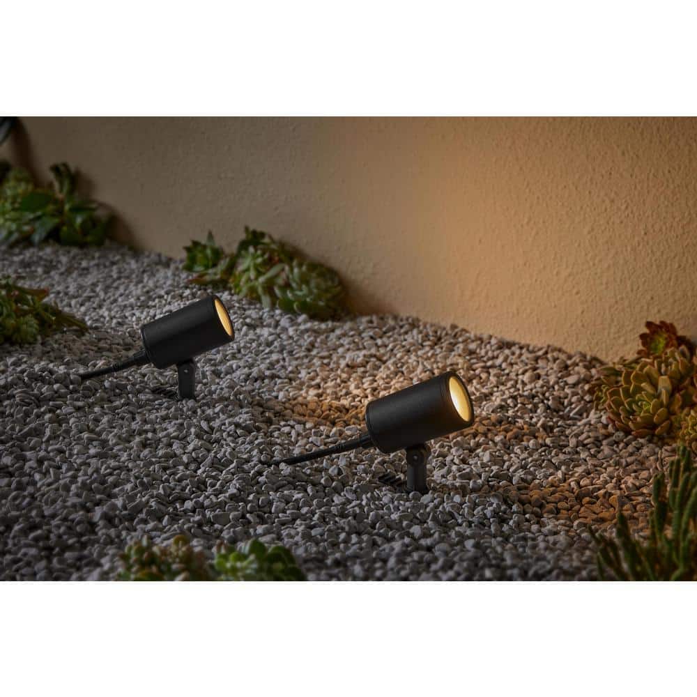 Hampton Bay 250 Lumens Black Plug-in Integrated LED Outdoor Spotlight ...