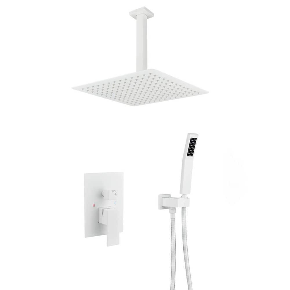 GIVING TREE Single Handle 2-Spray 12 in. Square Ceiling Mount Rain ...