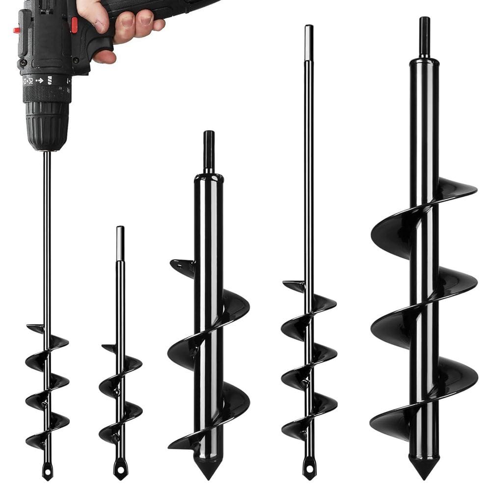 MYWISH 4-Pack Heavy-Duty Garden Spiral Auger Set for 3/8 in. Drill SF ...