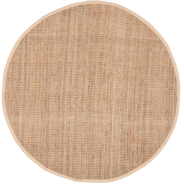 SAFAVIEH Natural Fiber Tan 11 ft. x 11 ft. Woven Cross Stitch Round ...